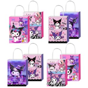 tuklye 12pcs kuromi party favor gift bags with handles for kids birthday party supplies decorations