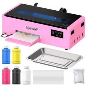 enjoycolor a4 dtf printer with roll feeder, dtf transfer printer machine for dark and light fabric printing, pink