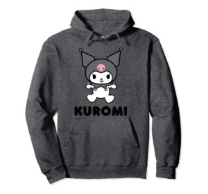 sanrio kuromi character front and back pullover hoodie, grey, small