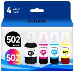 et-4760 ink for epson 502 compatible ink refill bottle replacement for epson 502 t502 refill ink use for et-4750 et-2850 et-3850 et-2700 et-2760 et-4760 et-3760 et-3700 et-3750 printer (4 pack)