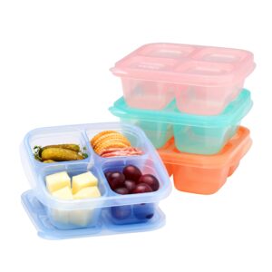 bentgo easyboxes 4-compartment snack containers - 8-piece set with 4 trays & 4 custom-fit lids to seal in freshness - reusable food storage & meal prep bento bpa-free containers (pastels)