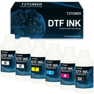 t2toner dtf 6 x 250ml ink replacement for printhead r1390 r2400 r2800 l1800 l1430 l800 p408 p400 p608 xp-15000 printer.2w+bcmy