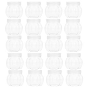 mini halloween candy jar plastic halloween candy jars with lids 20pcs pumpkin shaped clear cookie jar container storage jars for coffee bean nut spices canister party sweet