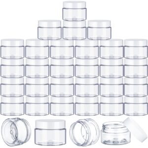 satinior 100 pcs plastic jars with lids small containers lids wide mouth small plastic containers for lotion cream rhinestones body butters travel storage(4 oz,clear with white lid)