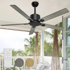 beclog ceiling fans with lights and remote, 52 inch outdoor modern black fan for patio farmhouse bedroom