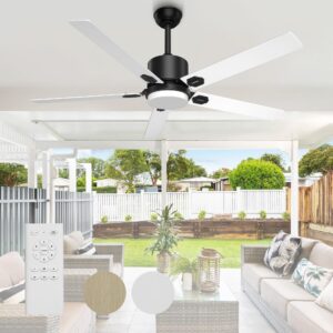 beclog 60" ceiling fan with light, ceiling fans indoor outdoor with remote ceiling fan dc motor with lights led for patios, bedroom, farmhouse, dining room, kitchen, living room