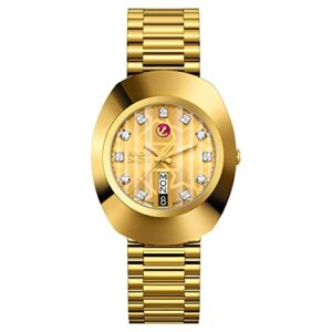 rado unisex original stainless steel swiss automatic watch, yellow (r12413503)