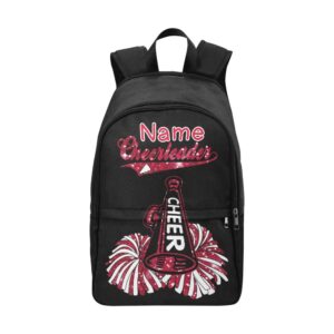 cuxweot personalized cheer red cheerleader backpack with name custom travel daypack bag for man woman gifts