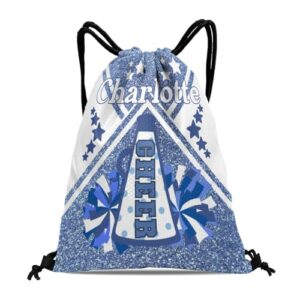 cheerleaders cheer blue print drawstring backpack sackpack gym string bag waterproof competition bag for sports