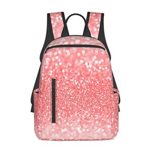 fufumall 14.7 inch bookbag backpack lightweight zipper daypack, pink glitter sparkle cute small backpacks book bag with pockets/shoulder staps for 1th- 6th grade girls boys students