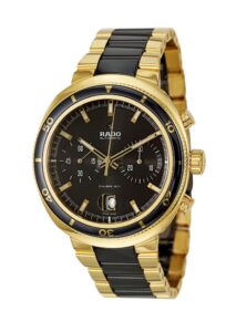 rado d star chronograph automatic yellow gold pvd and black ceramic men's watch r15967162