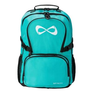 nfinity classic cheer backpack for cheerleading - backpack with detachable purse and laptop sleeve - lightweight backpack for travelling - sports backpack for cheerleaders (teal)