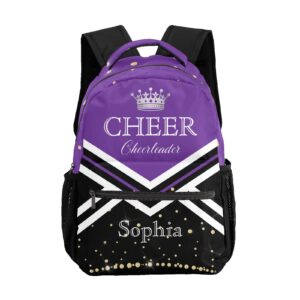 personalized print cheerleader cheer purple black custom backpack waterproof multifunctional daypack with name gift