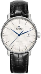 rado men's coupole classic leather swiss automatic watch, white (r22876015)