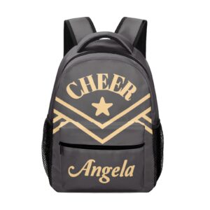 xozoty custom cheerleader backpack with name daypack for camping hiking cheer black golden yellow