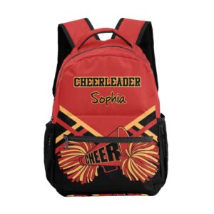 bigbigift personalized cheerleader red waterproof backpack with name text for women men gift 12.2(l)x5.9(w)x16.5(h)inch