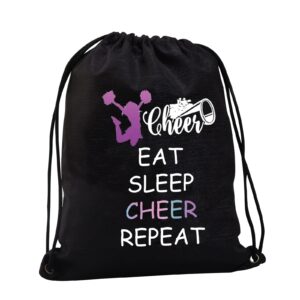 jytapp cheer drawstring bag for cheerleading gifts eat sleep cheer gym bag cheer team gifts cheerleading practice bag for cheerleaders (black)