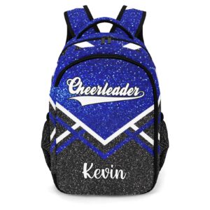 xozoty bling print blue cheerleader cheer backpack personalized with name for men women shoulder bag laptop bag bookbag