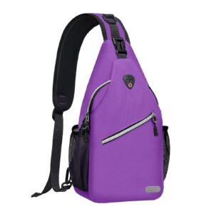 mosiso sling backpack, multipurpose crossbody shoulder bag travel hiking daypack, ultra violet, medium