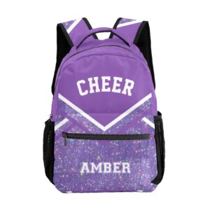 cheerleader cheer purple backpack with name text custom laptop bag for work travel office