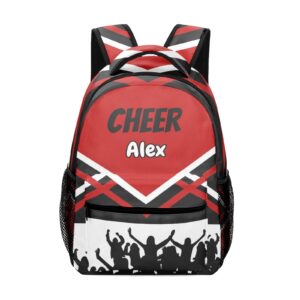 cuxweot cheer cheerleaders red black backpack personalized name waterproof casual shoulder book bag