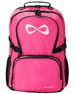 nfinity classic cheer backpack - detachable purse and laptop sleeve - lightweight travel backpack for cheerleaders (pink)