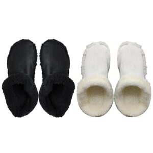 2pairs warm insoles for hole shoes 9.1 inch fur insert lining shoe inner sole black and white fur insoles soft fleece insert winter hole shoes liners replacement for women men