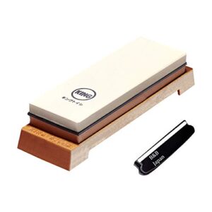 japanese knife sharpener 1000/6000 grit and knife angle holder set by b&b japan for stainless steel cutlery and pointed carver, best for long-lasting sharpness, "king" trade mark