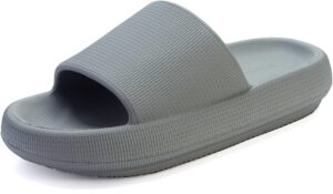 bronax slides for women and men size 8 soft beach pillow house sandals recovery slippers for ladies indoor comfy cushioned thick sole 39-40 grey