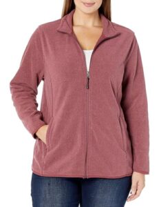 amazon essentials women's classic-fit full-zip polar soft fleece jacket (available in plus size), burgundy heather, medium