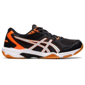 asics men's gel-rocket 10 volleyball shoes, 7, black/shocking orange