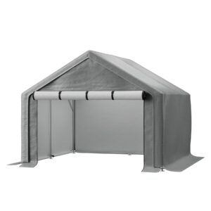 wiilayok outdoor storage shelter, 10x10 ft portable shed with roll up zipper door, waterproof and uv resistant anti-snow, heavy duty carport for storing garden tools, outdoor equipment