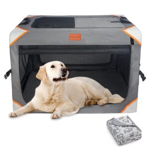 bcochao collapsible dog crate-portable dog travel crate for medium/large dogs,4-door 36 in dog crates,sturdy and durable,breathable and comfortable,suitable for indoor and outdoor travel;dog blanket