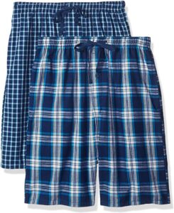 hanes men's big men's 2-pack woven pajama short, dark blue, medium