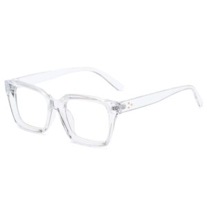 eylrim classic thick square frame clear lens glasses for women men non prescription eyeglasses(a2 transparent)