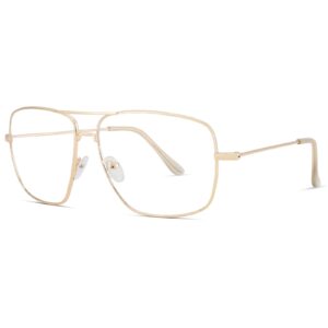 coasion classic non-prescription clear lens eyeglasses metal frame eyewear for women men (gold)