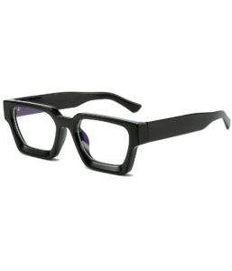 eylrim thick square frame blue light glasses for women men non prescription computer eyeglasses(01 black)