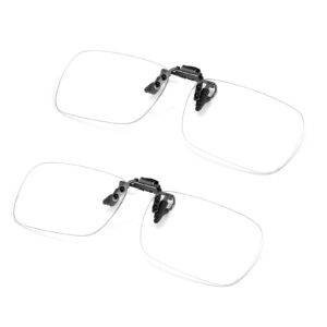 fonhcoo blue light blocking glasses 2 pack clip on for women & men - clips on your prescription or reading glasses lightweight rimless frameless anti-glare, anti-fatigue