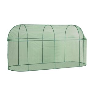 bps 10'x3.3'x5' crop cage plant protection netting tent with zipper for vegetables fruits and plant, suitable for garden yard and lawn