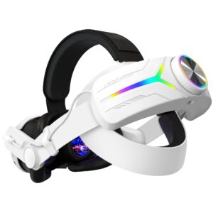 qwos rgb comfort battery head strap 8000mah compatible with meta quest 3 accessories, 20w fast charging, extend 8hrs playtime, adjustable battery elite strap for enhanced support and balance in vr