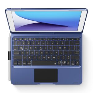 edaiser swivel keyboard case for ipad 10.2 inch 9th 8th 7th, ipad air 3rd and ipad pro 10.5 2nd generation: wireless rotatable cover, pencil holder, smart trackpad, rgb backlit, metallic blue