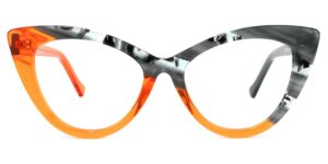 zeelool trendy cat eye glasses frame for women with non-prescription clear lens maxine wa454518-04 orange