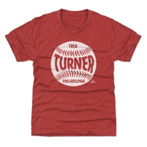 500 level trea turner youth shirt (kids shirt, 4-5y x-small, tri red) - trea turner philadelphia baseball wht