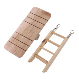 frcolor 2pcs pet teething products small animals ladder bird hamster cage toys rat hideout toy climbing toys small animal toys guinea pig chewing rat bridge wooden teething supplies