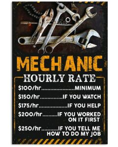 mechanic hourly rate metal tin signs wrench tools retro posters mechanic workshop plaque decoration home garage repair shop wall art decor 8x12inch decorative signs & plaques