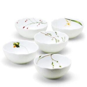 narumi 40912-32841 bowl, plate set, 5.1 inches (13 cm), diameter 5.1 inches (13 cm), green, floral patterns, cute, wedding gift, microwave warm, made in japan, gift box included