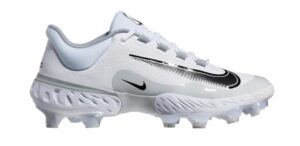 nike alpha huarache elite 4 low mcs fd6255-100 white-grey-black men's baseball cleats 11 us