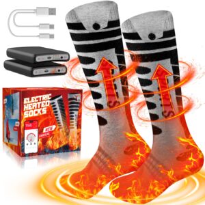 heated socks, electric heated socks for women men, 4 heat settings rechargeable heating socks with 360° heating, machine washable thermal electric socks unisex foot warmer for hunting skiing camping