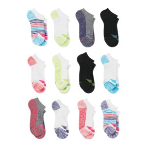 hanes girls cool comfort ankle multipack fashion liner socks, banded assorted, large us 12 pair