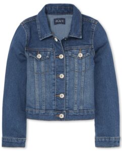 the children's place girls basic denim jacket, azure wash, large us